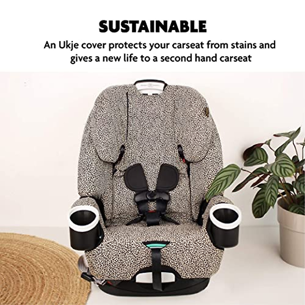 UKJE Protective Car Seat Cover Compatible with Graco 4ever DLX 4-in-1 Car Seat, CPSC Compliant Standards, Car Seat Liner Protector, Convertible Car Seat, Travel Accessories, Cotton Cover- Sand Leopard