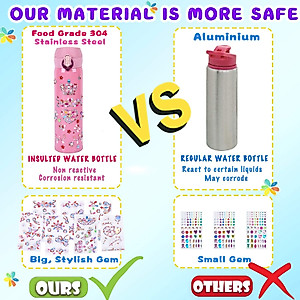 YOFUN Create Your Water Bottle with Tons of Rhinestone Gem Stickers - Craft Kit & DIY Art Set for Children, Gift for Girls - 17 OZ BPA Free Stainless Steel Vacuum Insulated Mug (Gemstone)