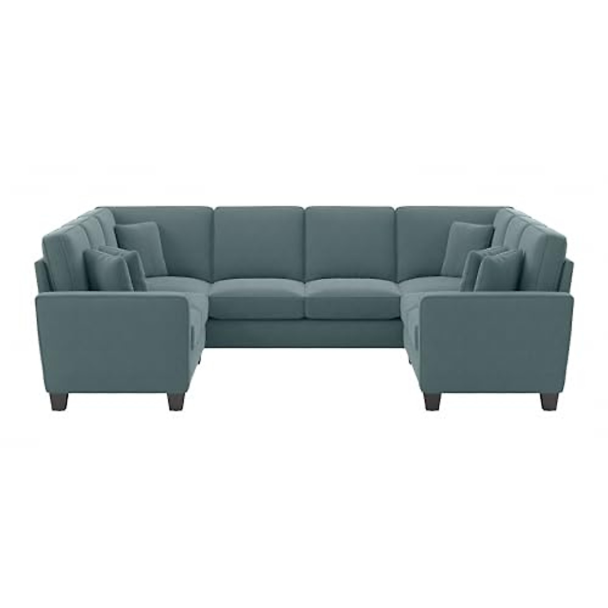 Bush Furniture Stockton U Shaped Sectional Couch, 113W, Turkish Blue Herringbone