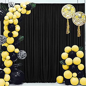 6 Panels Black Backdrop Curtain for Parties Wrinkle Free Black Photo Curtains Backdrop Drapes Fabric Decoration for Birthday Party Wedding 30ft(W) x 10ft(H)