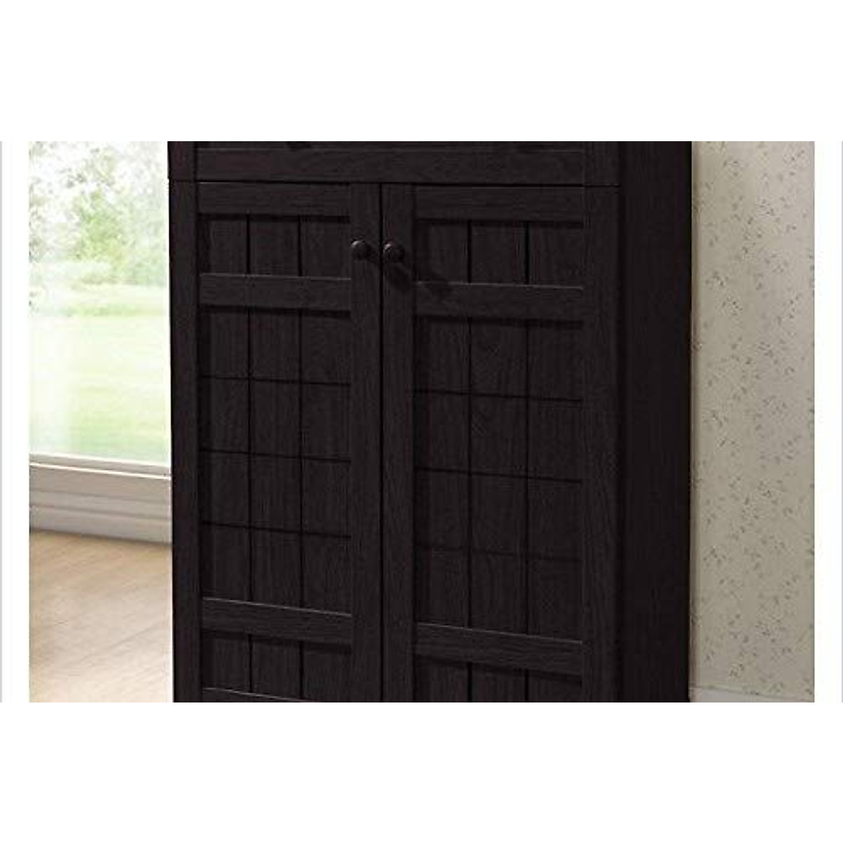 Baxton Studio Glidden Wood Modern Shoe Cabinet, Tall, Dark Brown