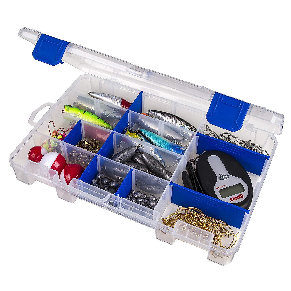 Flambeau Outdoors 4004 Fishing Tackle Box - Includes 15 Dividers, 20 Compartments, Clear Tackle Box Fishing Lure Organizer, Tuff Tainer Tackle Box with Zerust Anti-Rust Dividers