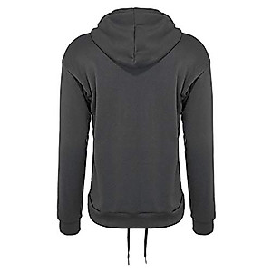 Thenlian Men's Casual Pure Color Turtleneck Pullover Hoodie Long Sleeve Sweatershirt Tops(M, Gray)