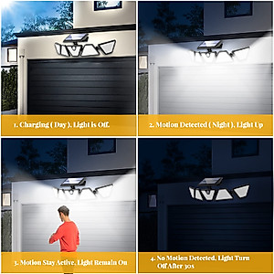 Neloodony Solar Lights Outdoor, 5 Heads Motion Sensor Outdoor Lights, IP65 Waterproof Solar Outdoor Lights, 329 LED Outdoor Lights for Garden, Patio, Yard, Garage, Front Door.