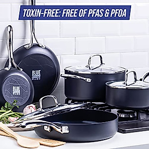 Blue Diamond Cookware Hard Anodized Ceramic Nonstick, 10 Piece Cookware Pots and Pans Set, PFAS-Free, Dishwasher Safe, Oven Safe, Grey