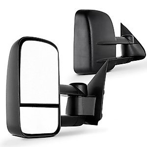 SCITOO Towing Mirrors fit 1997-2003 for Ford for F-150 1997-1999 for Ford for F250 Standard Extended Cab (Not fit 4 Doors Crew Cab Models) Black Power Adjusted Pair Set Mirrors