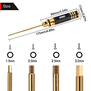 INJORA 4 PCS RC Hex Screwdriver Tool Set, Allen Wrenches Sets 1.5mm 2.0mm 2.5mm 3.0mm, Hexagon Head Screwdriver Wrenches, RC Car Tool Kit for RC Model Car Helicopter Drone Boat