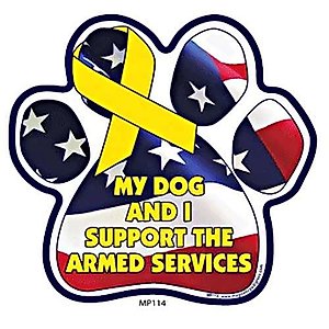 My Dog And I Support The ARMED SERVICES Paw Support Ribbon Car & Truck Magnet by Magnetic Pedigrees