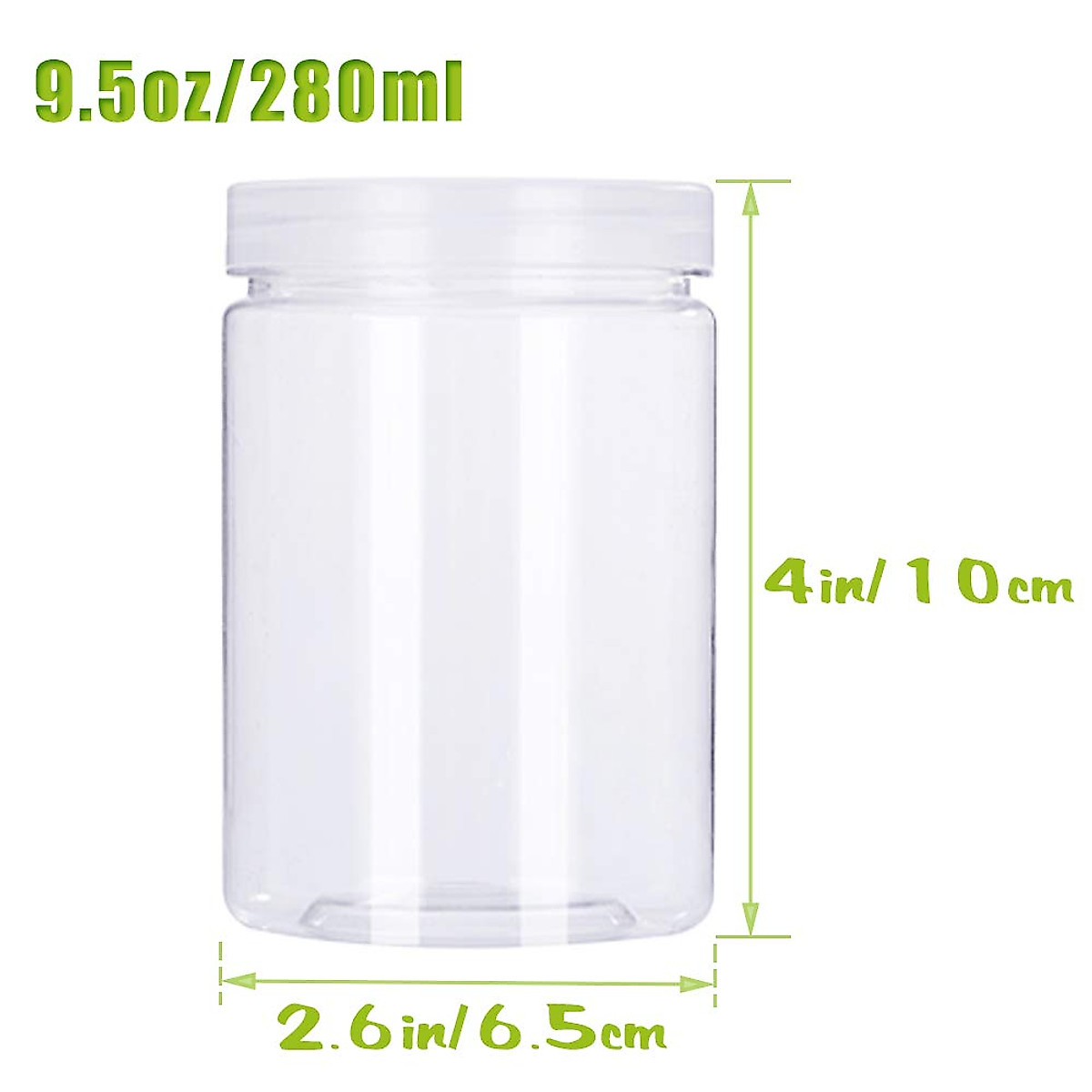 OJYUDD 12 Pack Clear Plastic Jars with Lids,Plastic Containers with Lids for Cosmetics, Lotions, Body Butters, Slime & Beauty Products(9.5 oz)