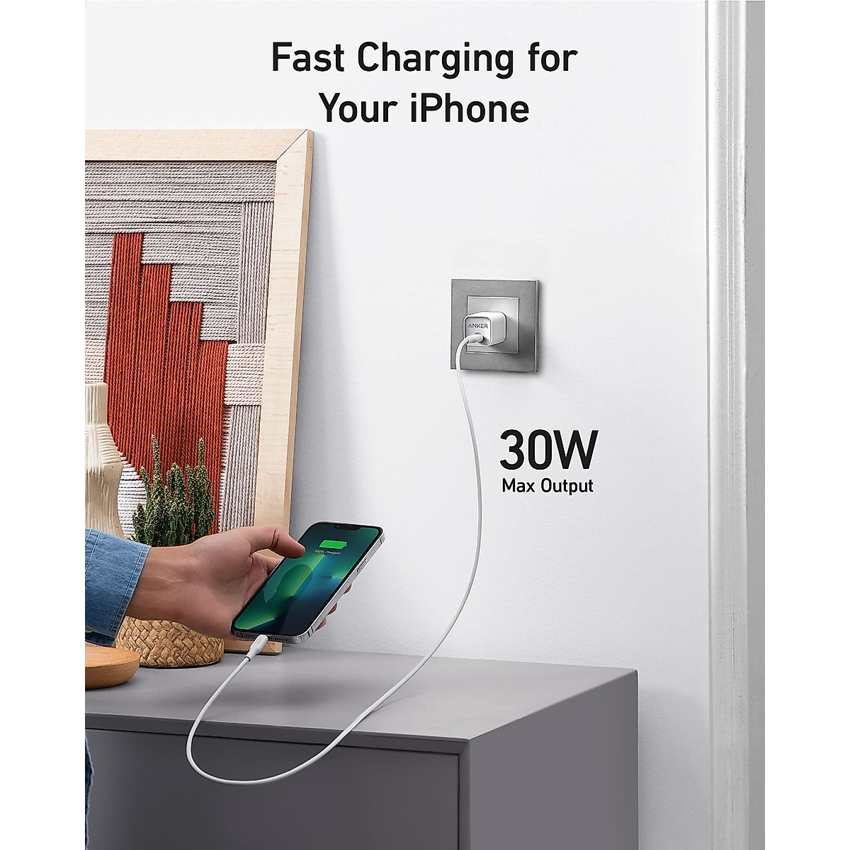 Anker USB C GaN 30W, 511 Charger (Nano 3) with 6ft Bio-Based USB-C to Lightning Cable (MFi Certified), for iPhone 14/14 Pro/14 Pro Max/13/13 Mini/13 Pro/13 Pro Max/iPad Pro