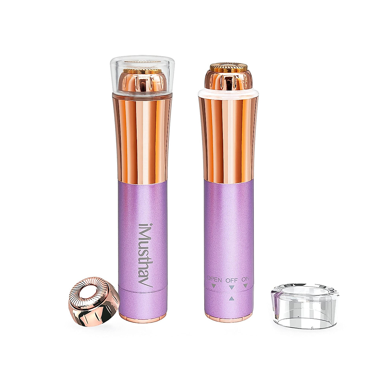 Mini Portable Facial Hair, Lips and Chin Removal Trimmer for Women, Facial Painles Epilator Pen, 18K gold-plated 13mm hypoallergenic rotary head. 360° LED light for Instant and Painless Hair Removal
