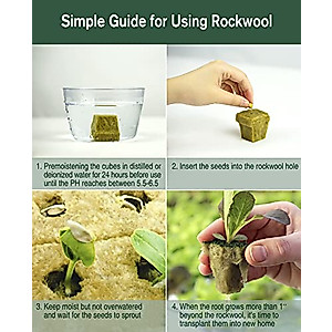 SKINNYBUNNY Rockwool Cubes 1 inch, Rock Wool Planting Cubes with Holes, Rockwool Cubes for Hydroponics, Perfect for Soilless Culture and Transplanting, 4 Sheets of 200 Cubes