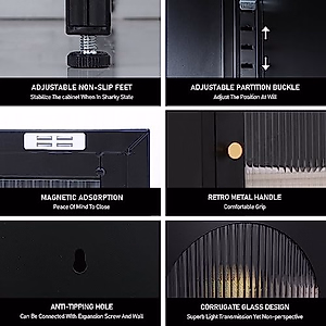 LINGZOE Steel Locker Display Cabinet with Tempered Glass Door,Metal Sideboard Cabinet for Kitchen livingroom Bedroom