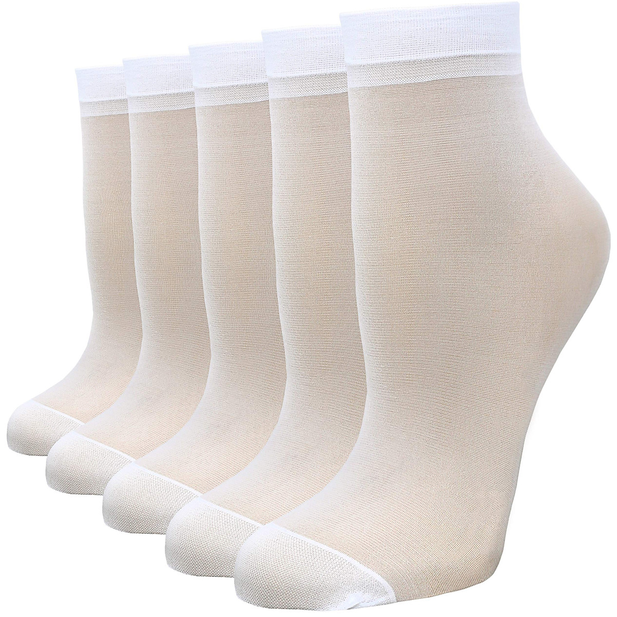 10 Pairs Women's Soft Ankle High Sheer Socks Hosiery (10Pairs White)