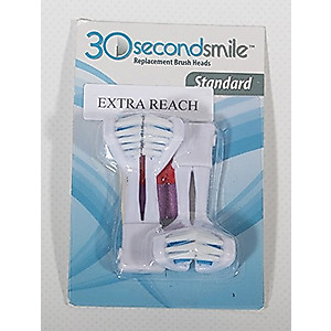 30 Second Smile - Extra Reach Standard Soft (1 Pack) Replacement Dual Heads - Reduces Plaque, Whiter Teeth, Healthier Gums, Fresher Breath - Dentist Recommended