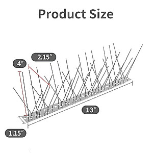 Recie Bird Spikes, Stainless Steel Bird Spikes for Outside Pigeons and Other Small Birds - 30 Packs, 32.5ft