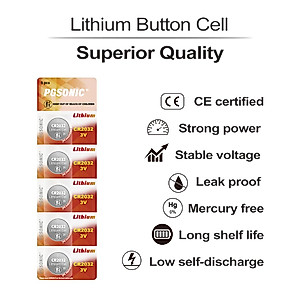 PGSONIC CR2032 3V Lithium Battery (10pcs), Compatible with AirTag, Key Fobs, Smart Sensors, Scales, Candles and More
