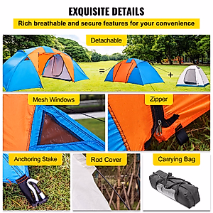VEVOR Motorcycle Camping Tent, Spacious Design, Waterproof & Windproof, Breathable Mesh Roof, Easy Setup, 177.2" x 98.4" Floor, 78.7" Center Height