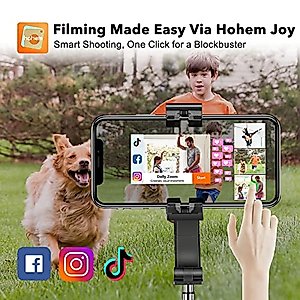 Gimbal Stabilizer for Smartphone, 2 Axis Selfie Stick Tripod with Face Tracking, 360° Rotation, 4 in 1 Portable Phone Tripod w/Extendable Stick for iPhone 14/Android Video Recording hohem iSteady Q