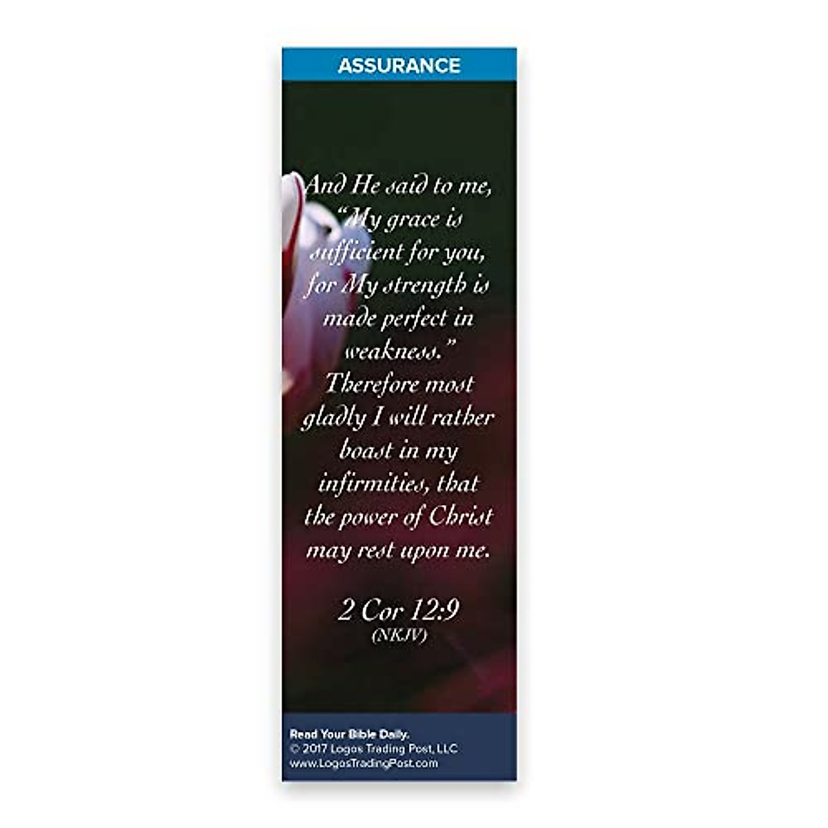 Christian Bookmark with Bible Verse, Pack of 25, Assurance Themed, My Grace is Sufficient for You, 2 Corinthians 12:9