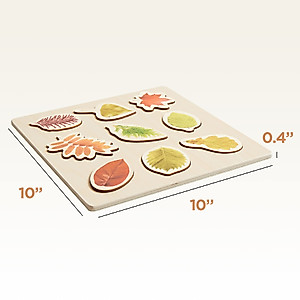 Asweets Leaf Wooden Jigsaw Puzzles Educational Learning Leaf Puzzle Montessori Toy Boys Girls Birthday Gift Colorful Shape for Thanksgiving Day