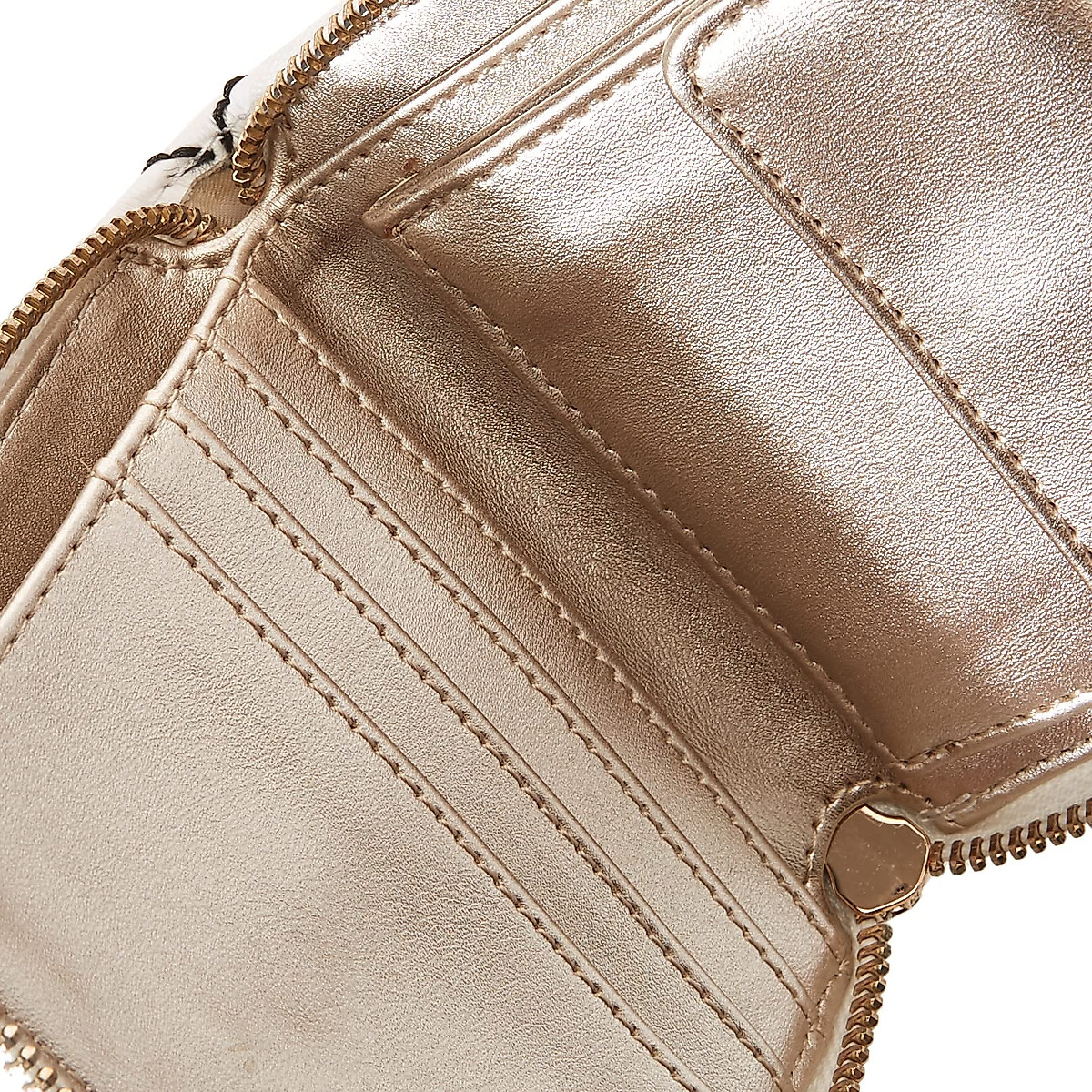 GUESS womens Cessily Small Zip Around Wallet, White Multi, one size US