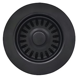 EADOT 3-1/2 Inch Polymer Black Kitchen Sink Drain Assembly with Basket Strainer and Stopper, Kitchen Drain Basket Strainer for Granite/Fireclay Kitchen Sinks