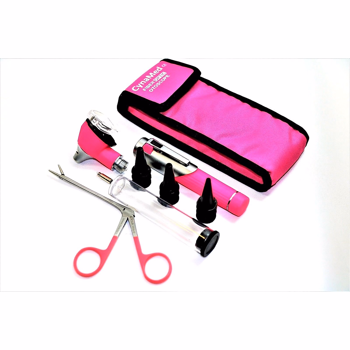 Premium Student Home Use Led Bright Light Ent Diagnostic Otoscope Pocket Size Pink Plus Alligator Ear Nose Forceps Plus 1 Extra Replacement Bulb Plus 10 Speculas Cynamed