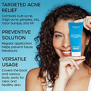 Vanibiss Butt & Thighs Acne Treatment Cream - Reduce Butt Acne, Pimples & Zits - Buttocks Acne Cream - Butt Acne Clearing Lotion - Butt Cream for Bum Acne - 2% Salicylic Acid for Acne Prone Skin (4oz)