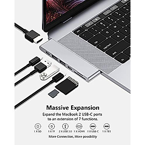 Purgo USB C Hub for MacBook Pro 13 M2 Air 2022/2021-2018, MacBook Adapter with 4K HDMI, 100W PD, 40Gbps TB3 5K@60Hz, USB-C, 2 USB 3.0 and SD/Micro Card Readers