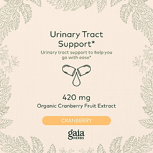 Gaia Herbs Cranberry Concentrate - Helps Maintain Urinary Tract Health - Made with Organic Cranberry Fruit Juice Extract in Convenient Capsules - 60 Vegan Liquid Phyto-Capsules (30-Day Supply)