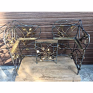 Garden bench consisting of 3 parts made in the technique of the artistic forging, floral decor