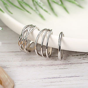 MILACOLATO 3Pcs Sterling Silver Toe Rings for Women 18K White Gold Plated 3 Row Wrap Cuff Celtic Knot Band Toe Rings Hypoallergenic Adjustable Toe Rings Summer Beach Foot Jewelry Set