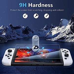 Trconk Screen Protector Compatible with Nintendo Switch OLED, Tempered Glass Screen Protector for Switch OLED 2021, 7-inch HD Clear Screen Protector Glass for OLED Switch, 3-Pack
