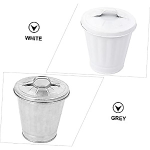 ORFOFE 2pcs Plant Storage Galvanized Door Container Mini Paper Farmhouse Vase Trash Bin with Cute Brush Milk Cans Household Recycling Tabletop Room Iron Tin Can Metal Kitchen Simple