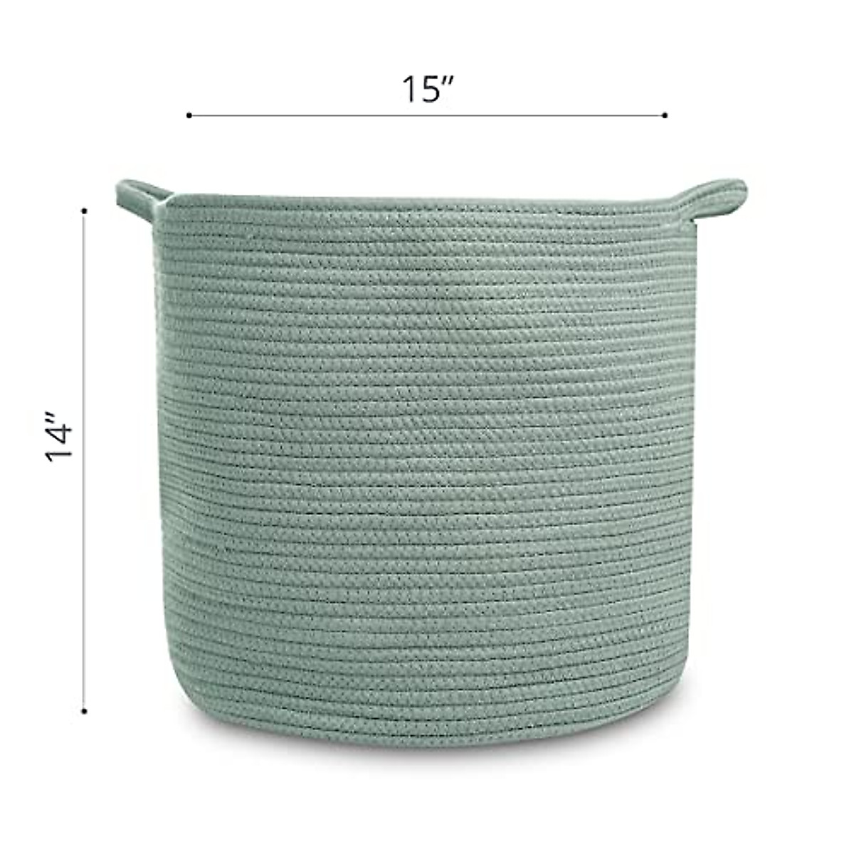 Natemia Rope Storage Basket- Nursery Bin and Toy Organizer (15”x15”x14”), Laundry Basket, Basket for Towels, Pillows and Blankets