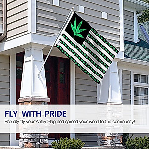 ANLEY Fly Breeze 3x5 Foot Marijuana Leaf USA Polyester Flag - Vivid Color and Fade proof - Canvas Header and Double Stitched - US Marijuana Leaves Flags with Brass Grommets 3 X 5 Ft