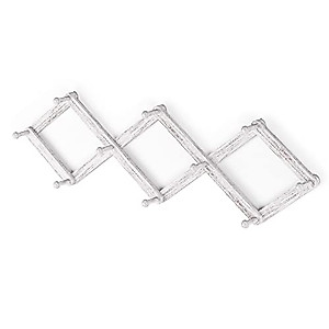 Ballucci Expandable Coat Rack Wall Mount, Adjustable Accordion Style 10 Peg Hanger - Brushed White