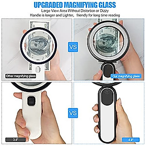 Arsir Rechargeable Magnifying Glass with Light, 30X 4.7IN Handheld Large Lightweight Lighted Magnify Lens 21 LED 3 Modes Illuminated Book Magnifier for Kids,Seniors,Reading,Inspection,Coin,Jewelry