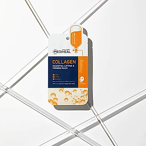 Mediheal Official [Korea's No 1 Sheet Mask] - 10 Pack Collagen Essential Lifting & Firming Mask/Collagen & Peptides & Beta Glucan Contained Anti-Wrinkle and Soothing Facial Mask Sheet