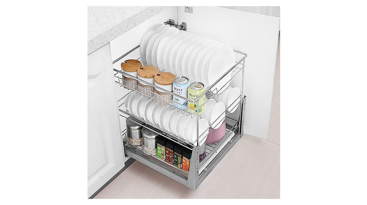 Professional Sliding Dish Rack Cabinet Organizer