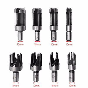 8pcs Carbon Steel Wood Plug Cutter Set,1/4” 3/8” 1/2” 5/8” Barrel Cork Tenon Hole Saw Cutting Tool Drill Bit for Woodworking