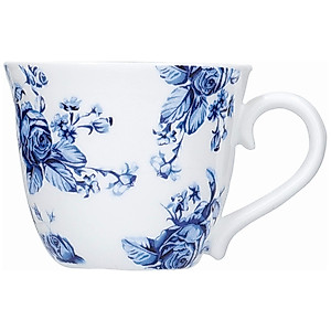 MIKASA Hampton Espresso Cups with Floral Pattern in Gift Box, Porcelain, White/Blue, 80 ml, 4 Piece Set