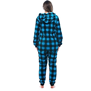 6290-TRQ-M Just Love Adult Onesie / Pajamas, Turquoise Buffalo Plaid, Medium