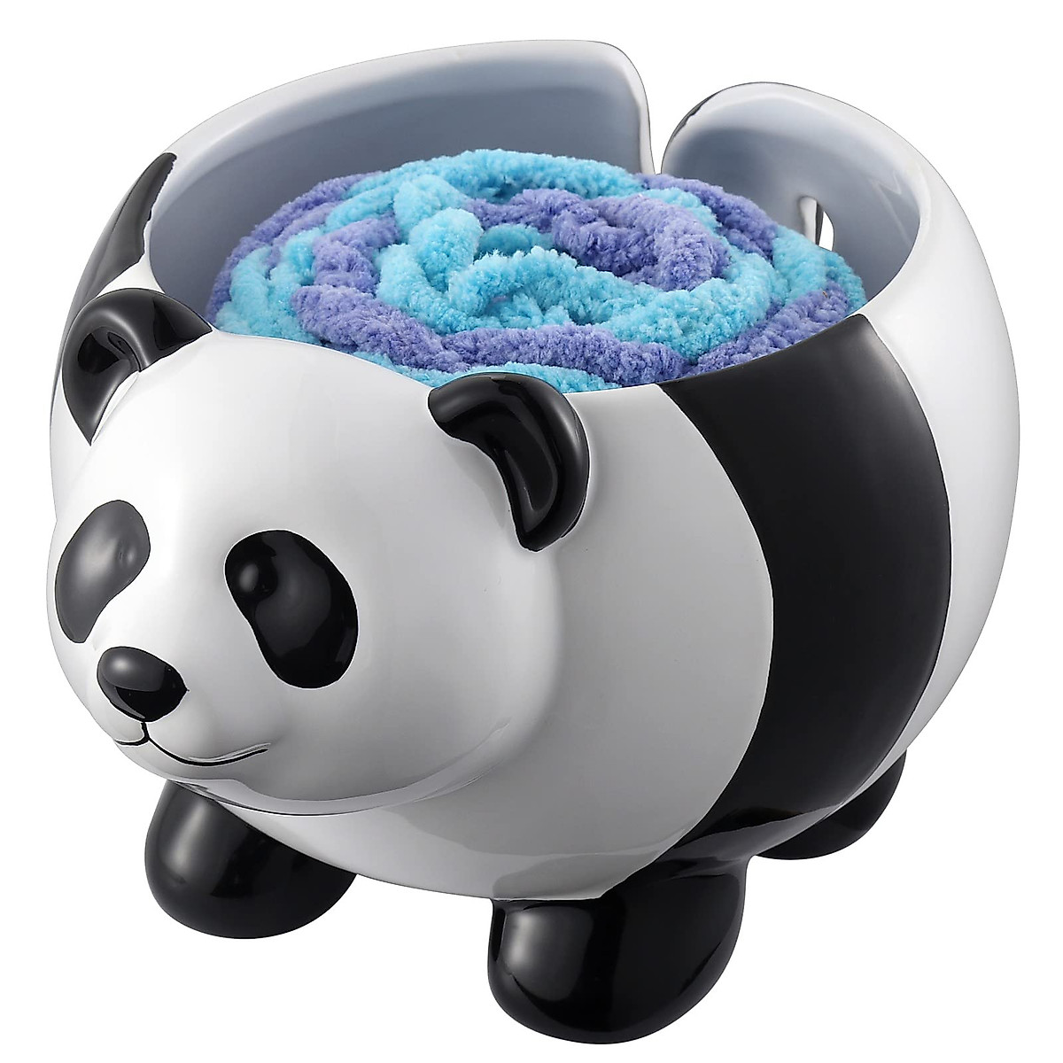 Wyleaves Sheep Ceramic Yarn Bowl Knitting Yarn Ball Holder Handmade Craft Knitting Bowl Storage Crocheting Accessories and Supplies Organizer, Ceramic Yarn Bowl, Panda/Sheep