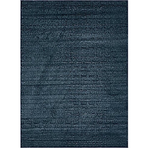 Unique Loom Uptown Collection by Jill Zarin Collection Textured Solid Geometric Modern Navy Blue Area Rug (9' 0 x 12' 0)