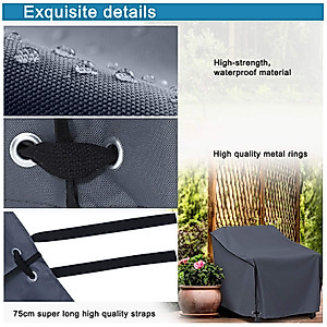 Patio Chair Cover 30x37x31 Inches Durable 1-Seater Outdoor Sofa Cover 600D UV-Coated Polyester Waterproof Furniture Cover High Back Chair Single Sofa Stackable Patio Chair Protection Cover,Ashy