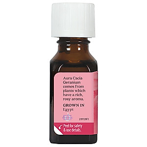 Aura Cacia 100% Pure Geranium Essential Oil | GC/MS Tested for Purity | 15 ml (0.5 fl. oz.) | Pelargonium graveolens