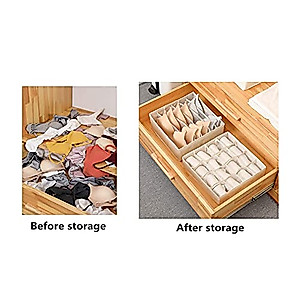 3 Pack Foldable Drawer Organizers ,Socks and Underwear Organizer , Storage Box for Clothes, Handkerchiefs, Ties and Bras (apricot)
