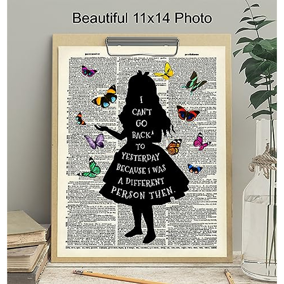 Alice in Wonderland Quote Art 11x14 - Funny Sayings Wall Decor - Alice in Wonderland Decor - Trendy Room Decor - Womens Bedroom Decor - Office Decoration - Inspirational Quotes - Lewis Carroll